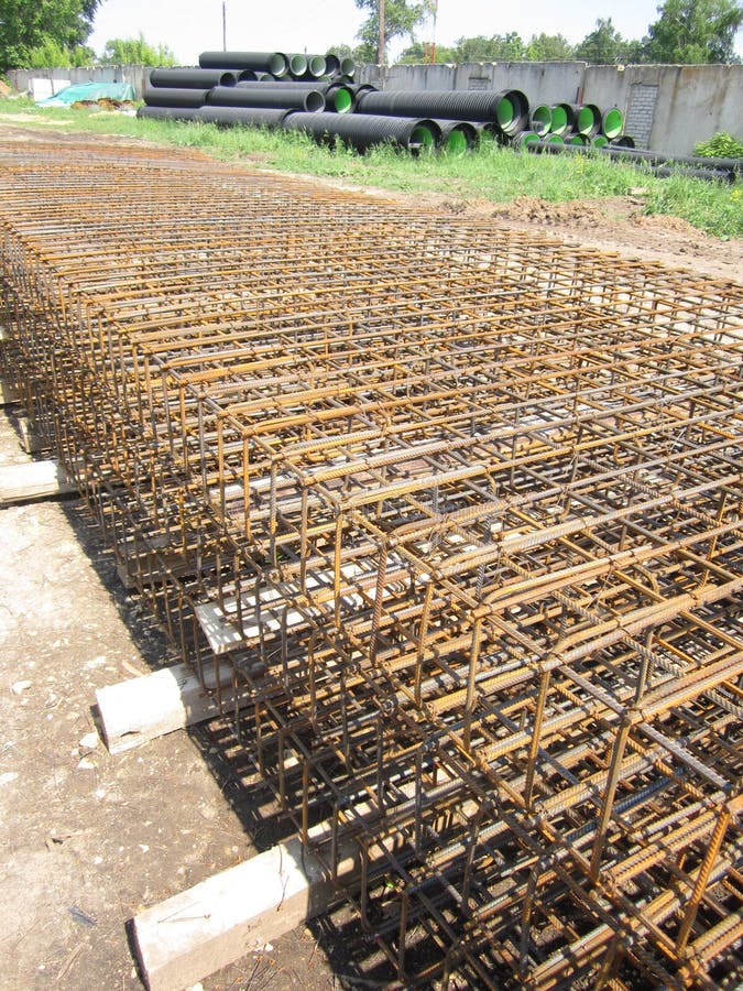 Frame Made of Iron Reinforcement for Pouring Concrete Stock Image ...