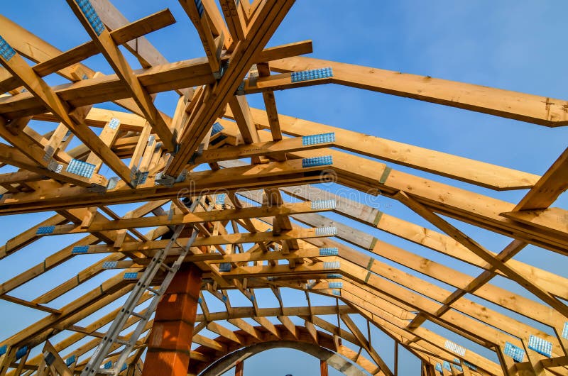 Timber Frame of Detached House Close-up Stock Photo - Image of ...