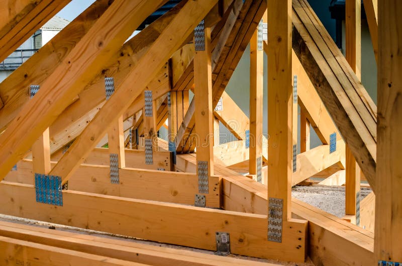 Timber Frame of Detached House Close-up Stock Photo - Image of close ...