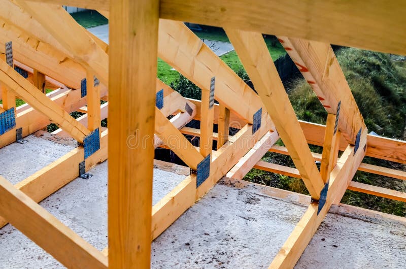 Timber Frame of Detached House Close-up Stock Photo - Image of ...
