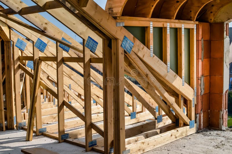 Timber Frame of Detached House Close-up Stock Photo - Image of formwork ...