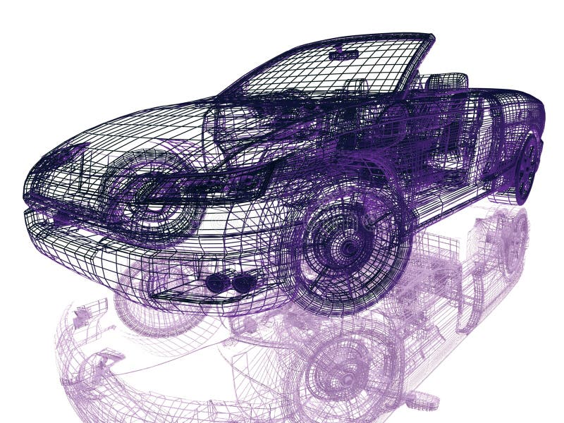 Framework of Model Car on White Stock Illustration - Illustration of ...