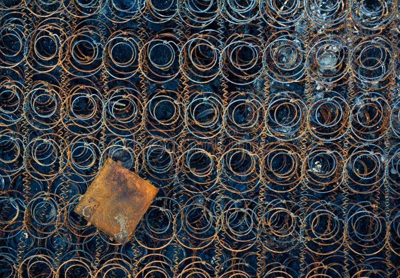 Framework of Old and Abandoned Mattress Stock Image - Image of faded ...