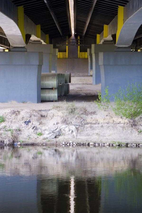Framework Under Bridge. Grey Metal and Concrete Modern Design Stock ...