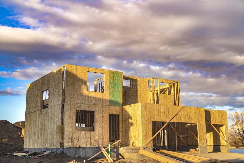 Framework of an Unfinished House with No Roof at a Construction Site ...