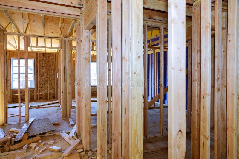 Framing Beam of New House Under Construction Home Framing Stock Photo ...