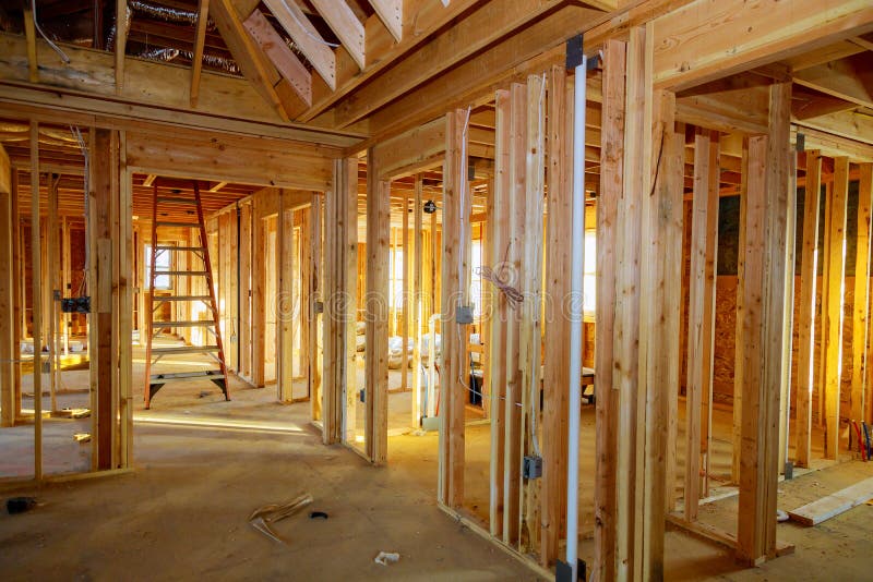 Framing Beam of New House Under Construction Home Framing Stock Image ...