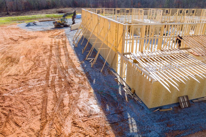 Framing Beam of New House Under Construction Home Framing Stock Image ...