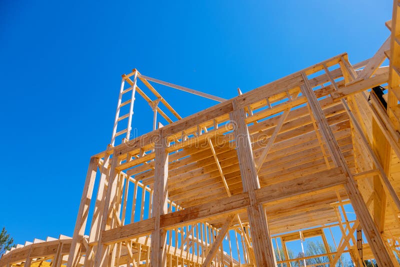 Framing Beam of New House Under Construction Home Framing Stock Image ...