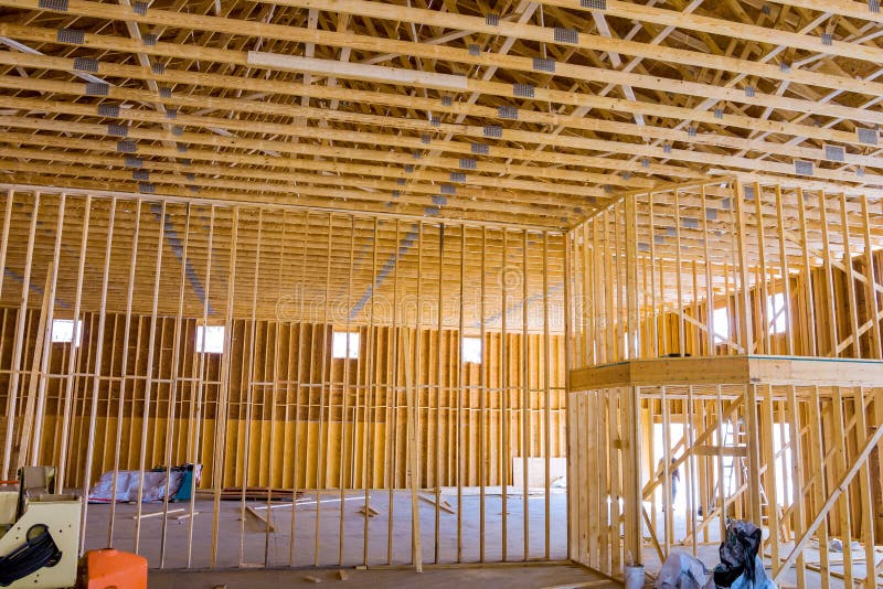 A Stick Built House Under Construction New Build Roof with Wooden and ...