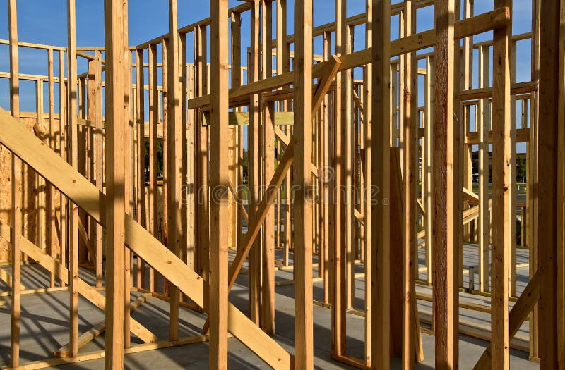 Framing a Building at a Construction Site Stock Photo - Image of office ...