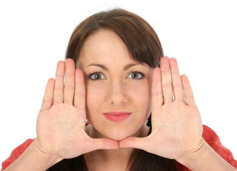 Framing Face stock image. Image of palm, brunette, frame - 617681