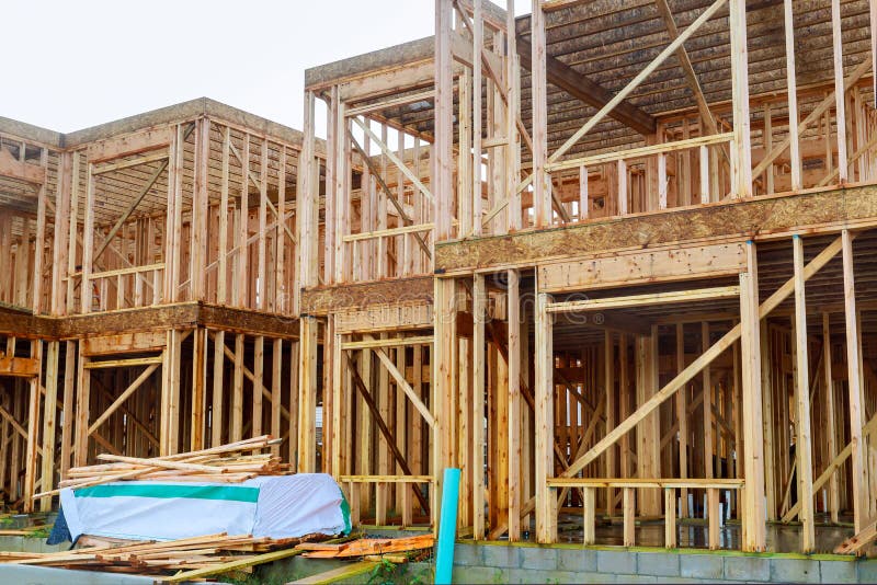 Framing Home Unfinished Wood Frame Building or a House Stock Photo ...