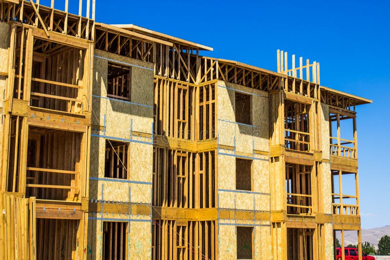 Framing on New Residential Construction Stock Image - Image of trees ...