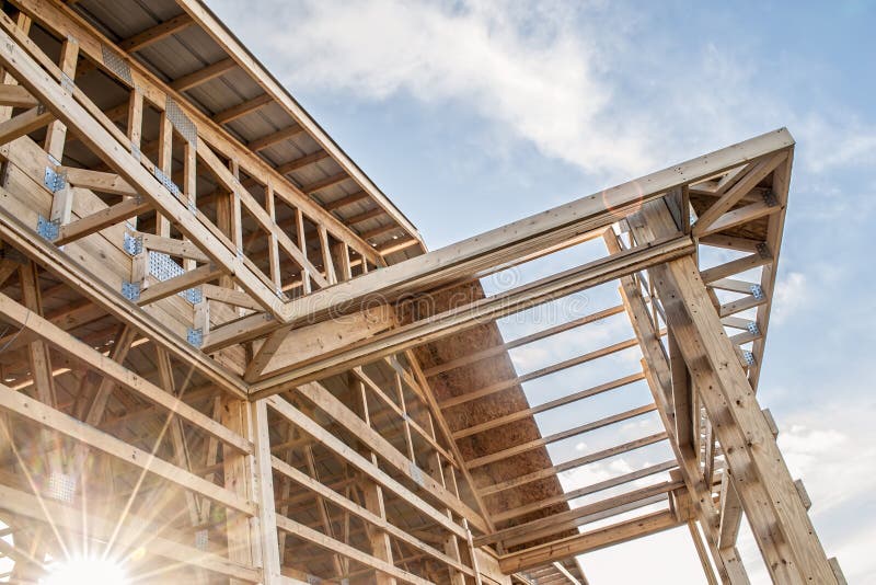 Framing New Wooden Building Structure Construction Stock Photo - Image ...