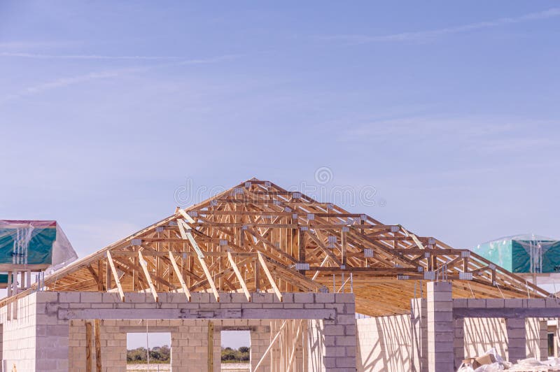 Framing of a Tropical, Single House Stock Photo - Image of block, view ...