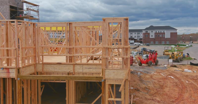 Framing of Under Construction Wooden House Building Frame Structure on ...