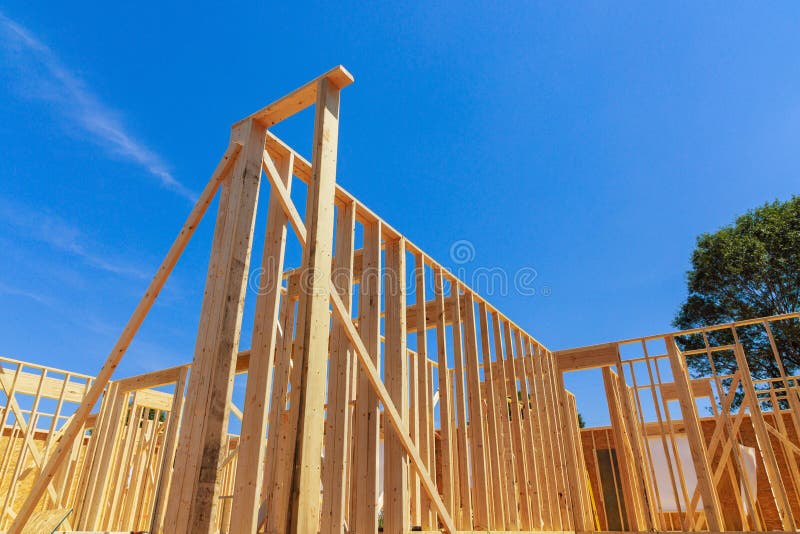Framing of an Unfinished Interior Timber Support Beam during ...