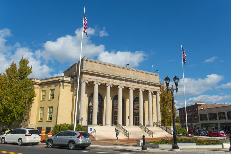 Framingham City Hall Aerial View, Massachusetts, USA Stock Photo ...