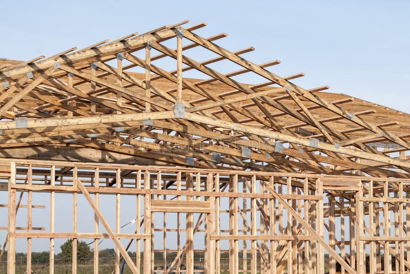 Framming of a New Barn Under Construction Stock Image - Image of ...