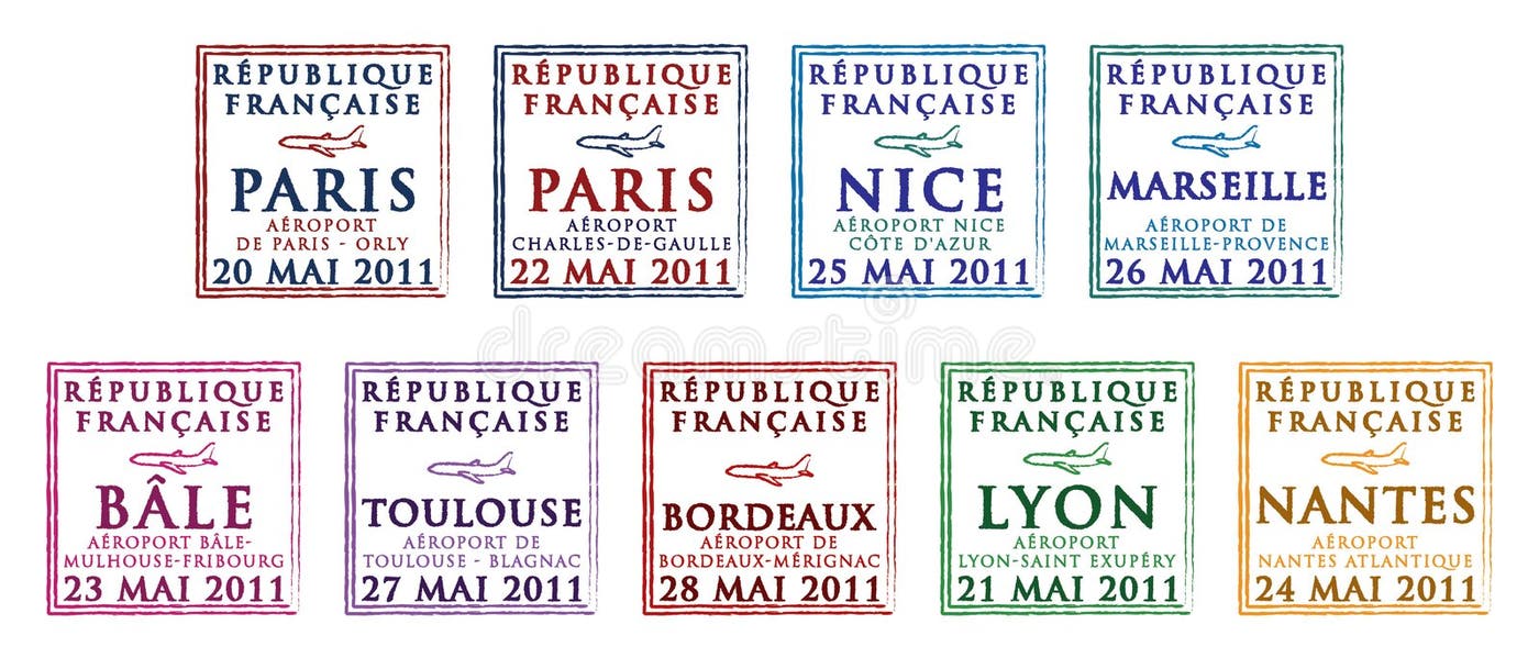 Paris France Passport Stamps Stock Illustrations – 107 Paris France ...