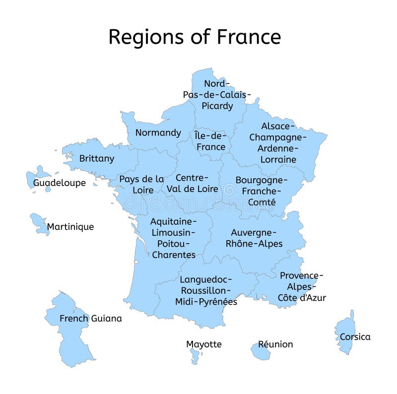 France Administrative Map with New Regions Stock Illustration ...
