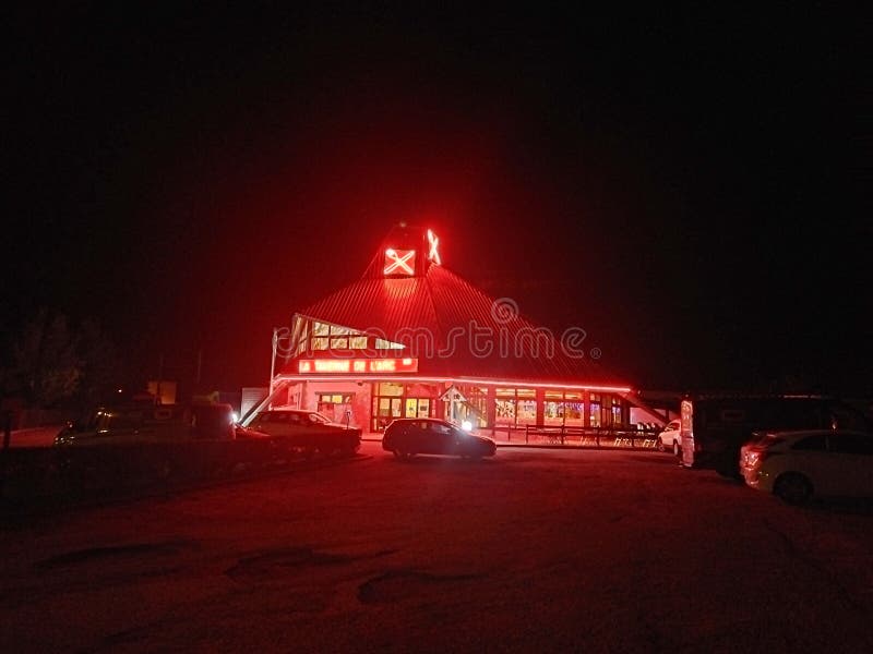 France Alpes Aiton Taverne De L Arc by Night Red Light Editorial Stock ...