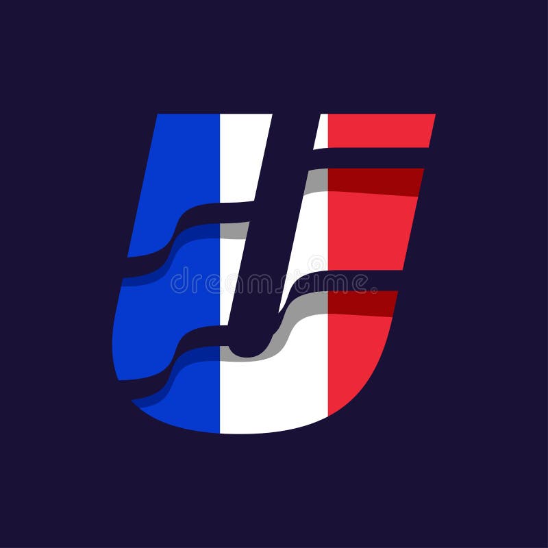 French Flag Logo with Alphabet U Stock Illustration - Illustration of ...