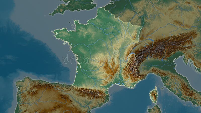 France Area. Topographic Map Stock Illustration - Illustration of ...