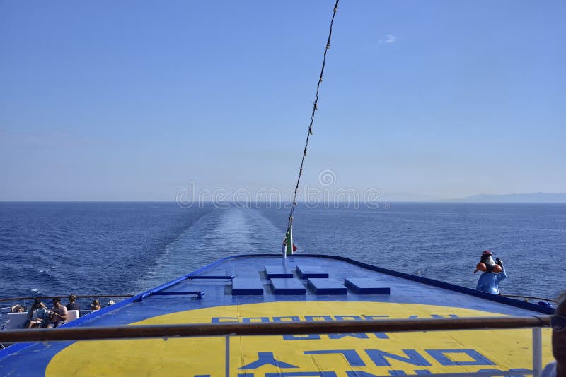 The Back of the Ferry Leaving the Port Stock Image - Image of lake ...