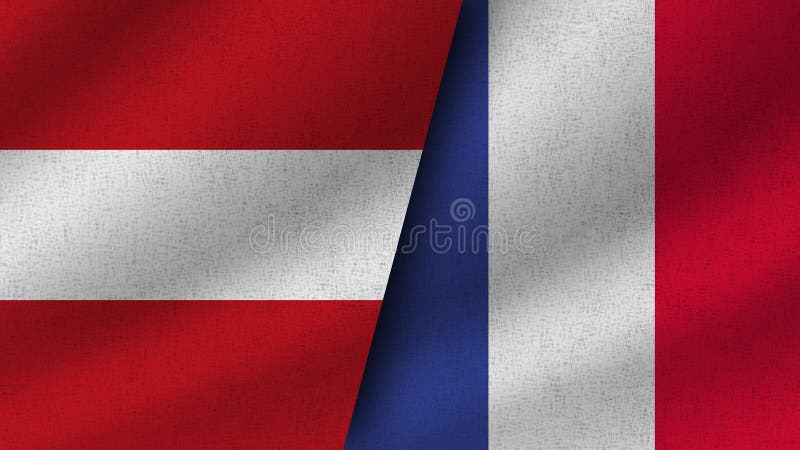 France and Austria Realistic Two Flags Together Stock Illustration ...