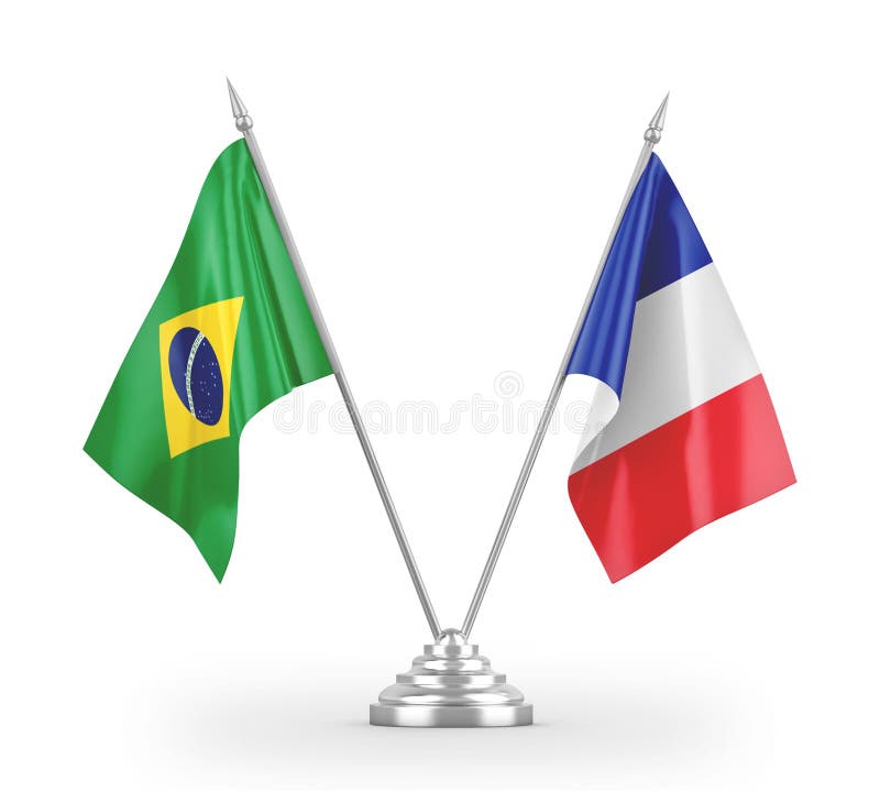 France and Brazil Two Flags Textile Cloth Fabric Texture Stock ...