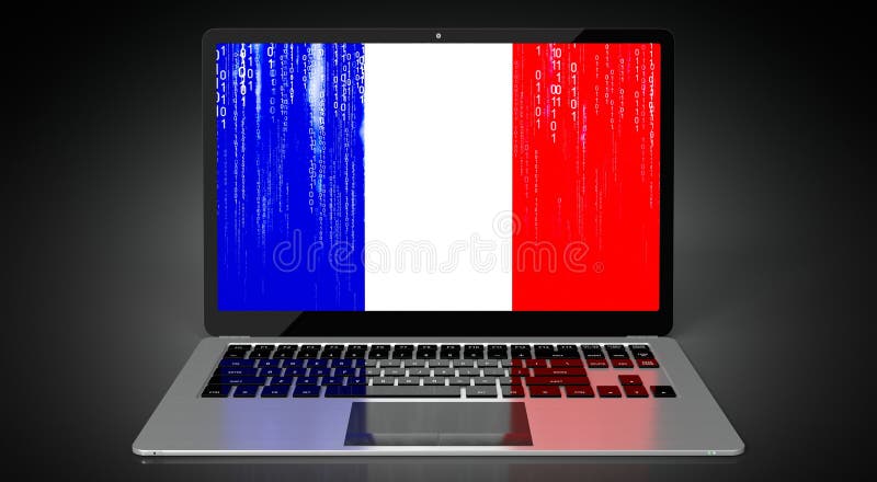 France - Country Flag and Binary Code on Laptop Screen Stock ...