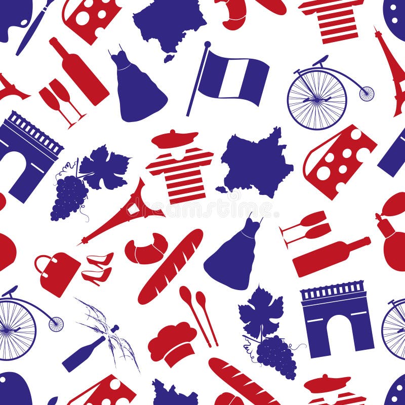 France Country Theme Symbols Seamless Pattern Stock Vector ...