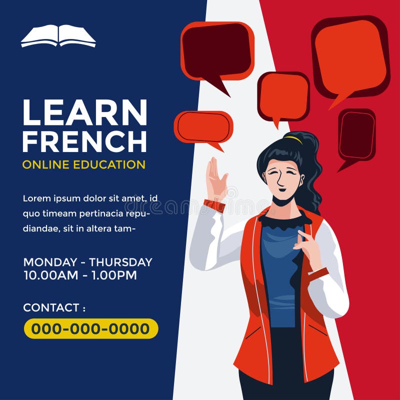 Online French Language Course Webinar Poster Design Stock Vector ...