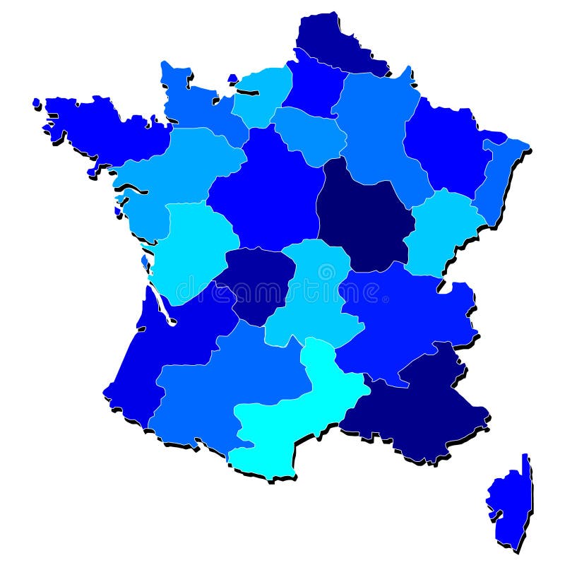 France Detailed Map in Shades of Blue Stock Vector - Illustration of ...