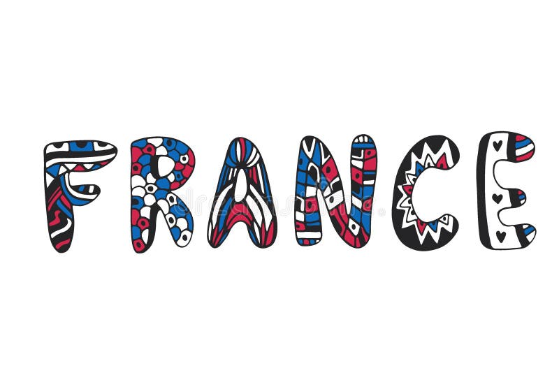 France Doodle Lettering. Hand-lettered Print. Vector Typographic Design ...
