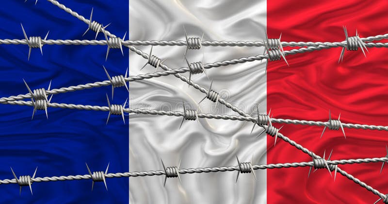 France Flag,barbed Wire and Social Issues Stock Illustration ...