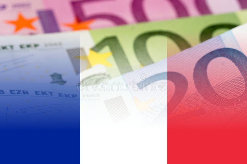 France Flag with Euro Banknotes Stock Image - Image of banknotes, five ...
