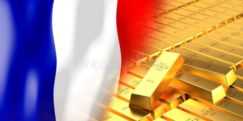 France Flag and Gold Ingots - 3D Illustration Stock Illustration ...
