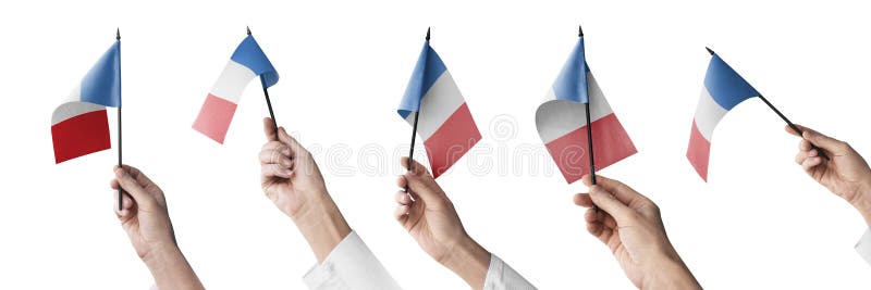 The France Flag in Hand in Different Angles on a White Background Stock ...