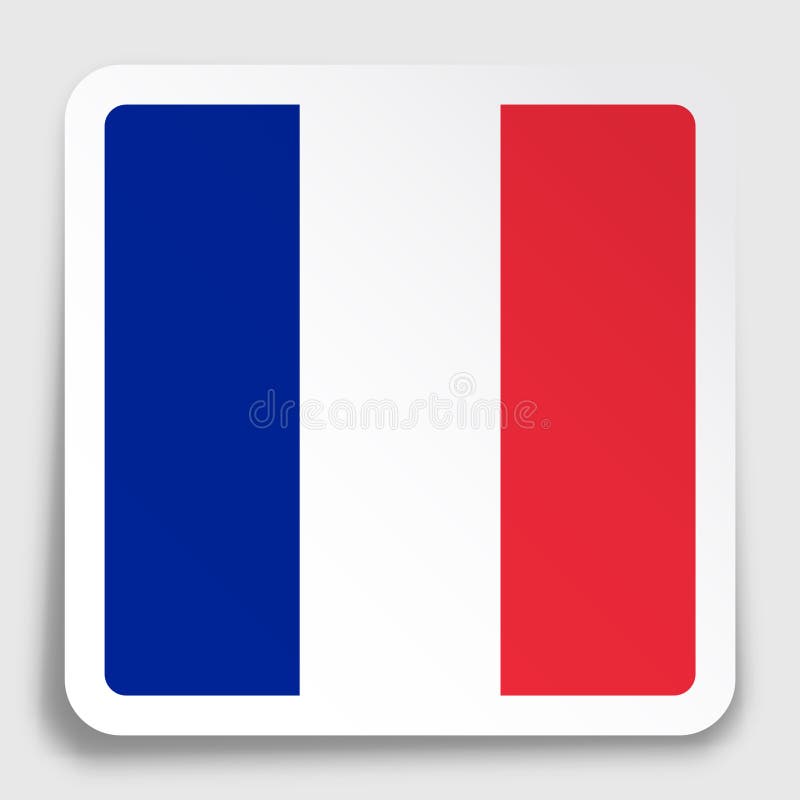 France Flag Icon on Paper Square Sticker with Shadow. Button for Mobile ...