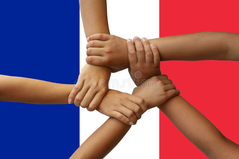 France Flag, Intergration of a Multicultural Group of Young People ...