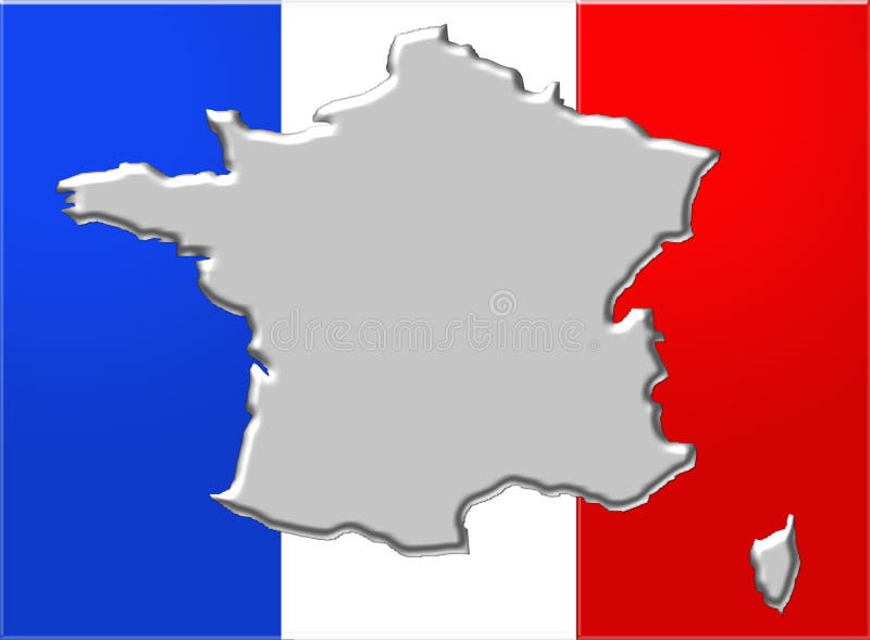 France flag with map stock illustration. Illustration of symbol - 7034140
