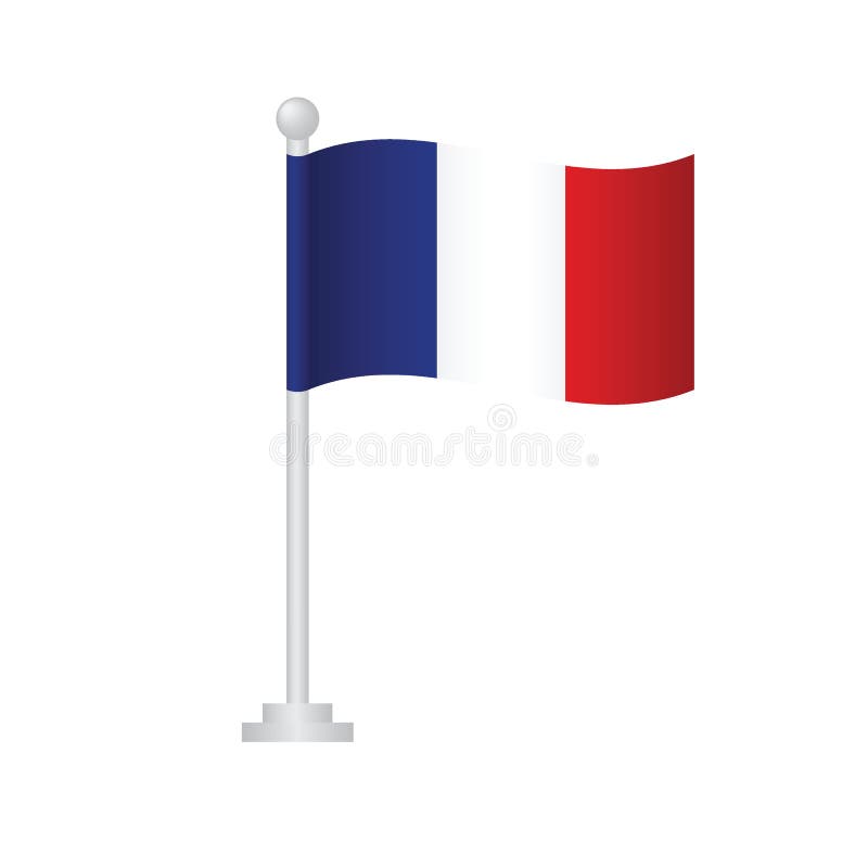 France Flag. National Flag of France on Pole Vector Stock Vector ...