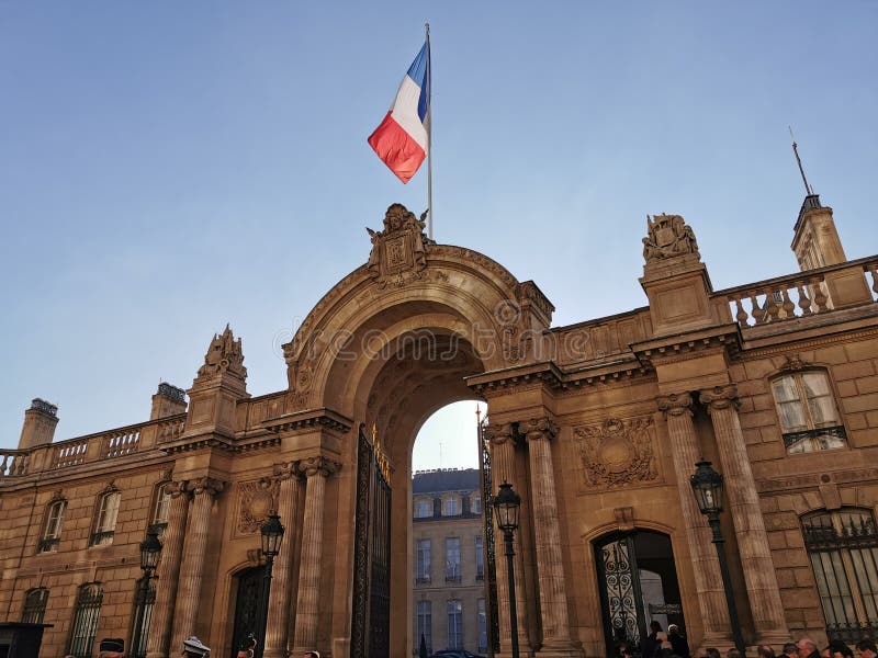 France Flag on an Old Building in Paris Editorial Stock Photo - Image ...