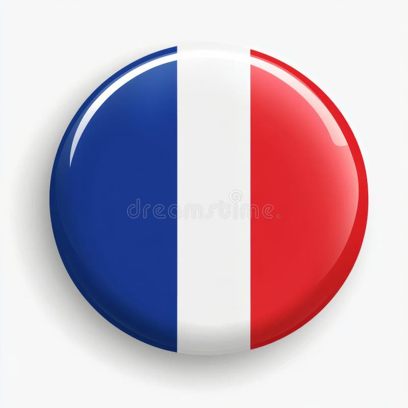 France Flag. Round Glossy Sticker Stock Image - Image of icon, concept ...