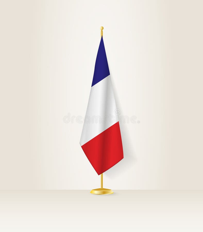 France Flag on a Flag Stand Stock Vector - Illustration of golden ...