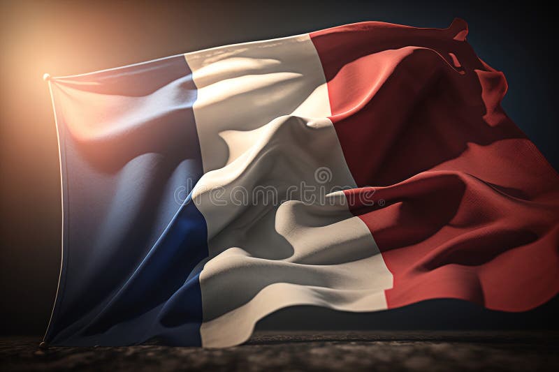 France Flag in the Sun Rays.Realistic Generated AI Stock Illustration ...