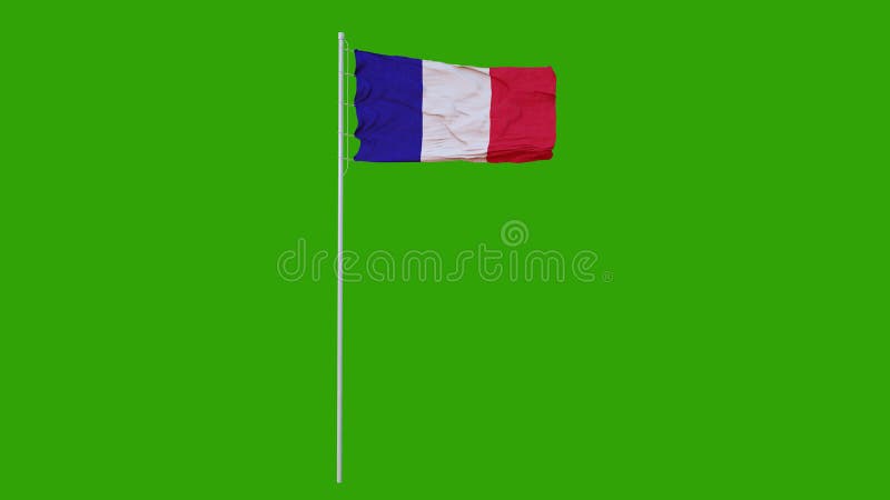 France Flag Waving and Fluttering on Wind. Green Screen Stock ...